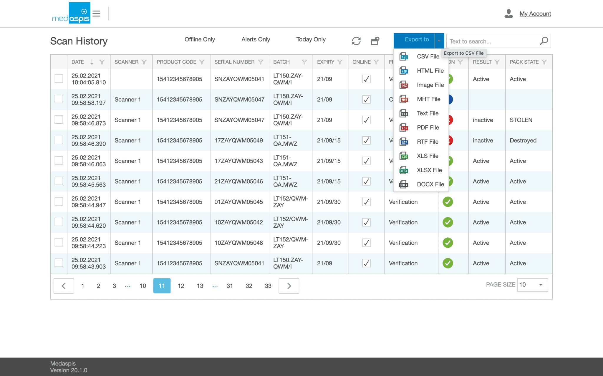 Working with the Scan History - we are medAspis